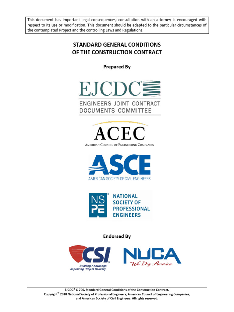 Standard General Conditions of The Construction Contract | PDF ...