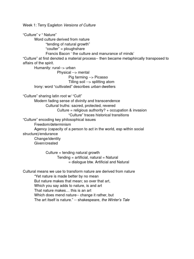 Terry Eagleton - Versions of Culture | PDF | Autonomy | Idealism