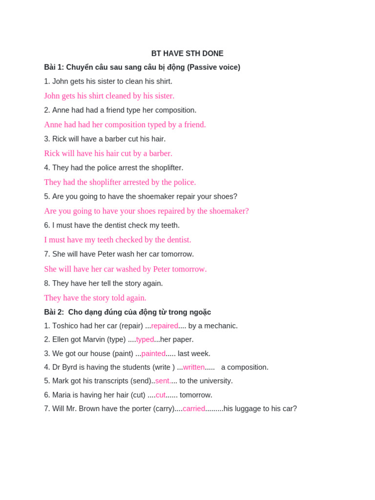 BT HAVE STH DONE | PDF