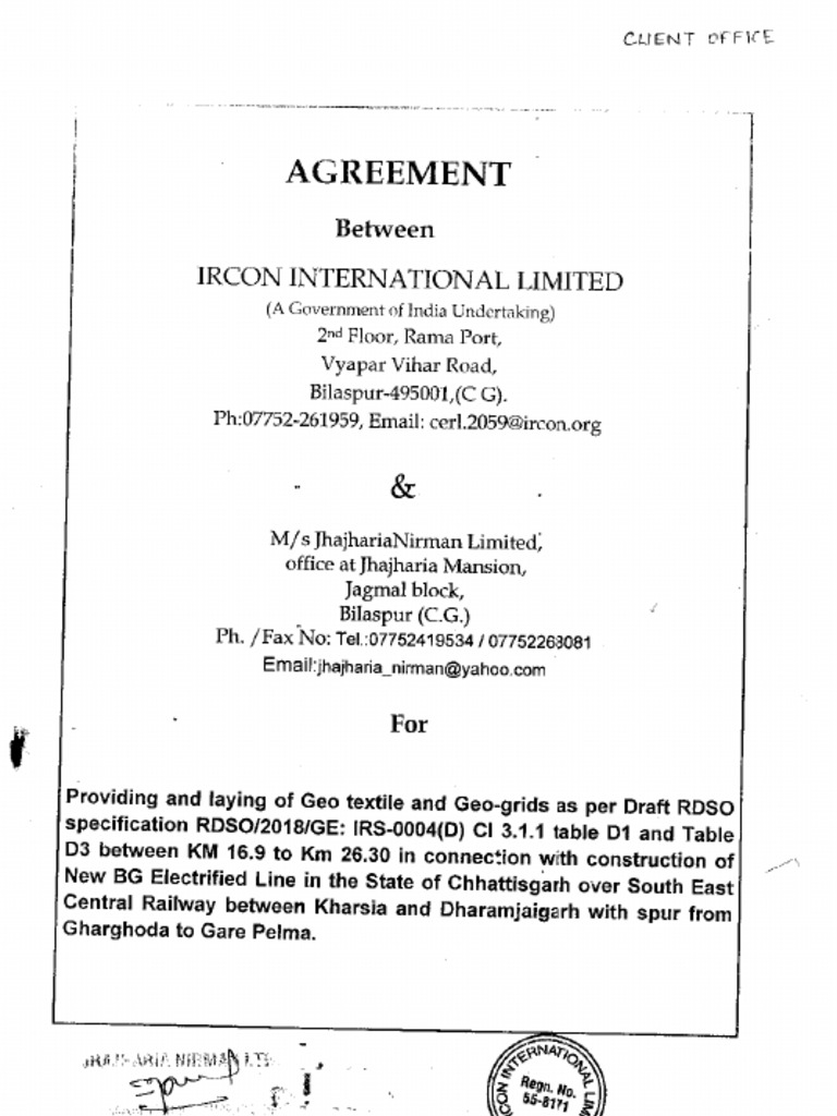 Ircon & Ms Jhaiharia Nirman LTD | PDF