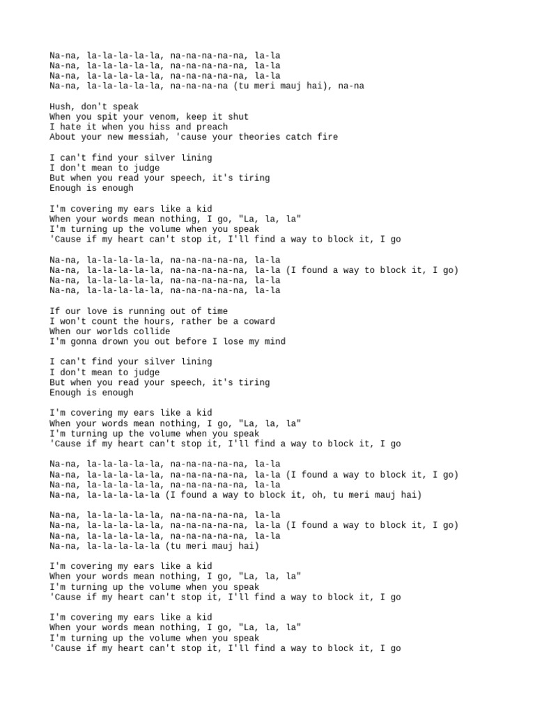 Blocking Out Noise Song Lyrics | PDF