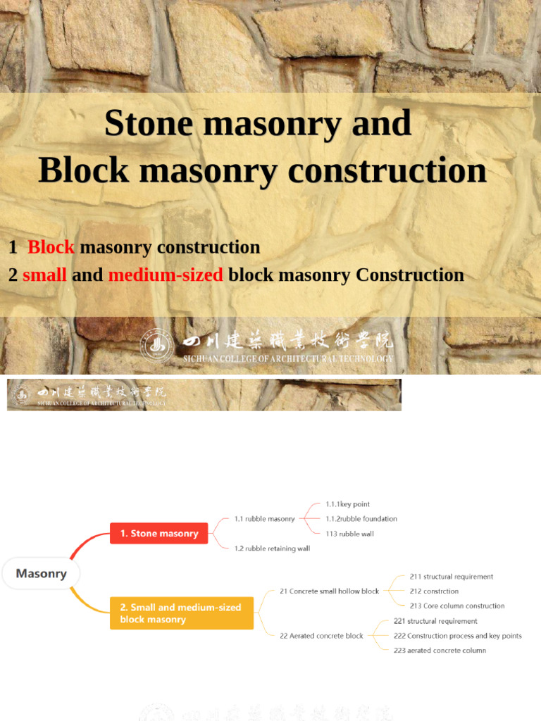 Stone and Block Masonry Techniques | PDF | Masonry | Concrete