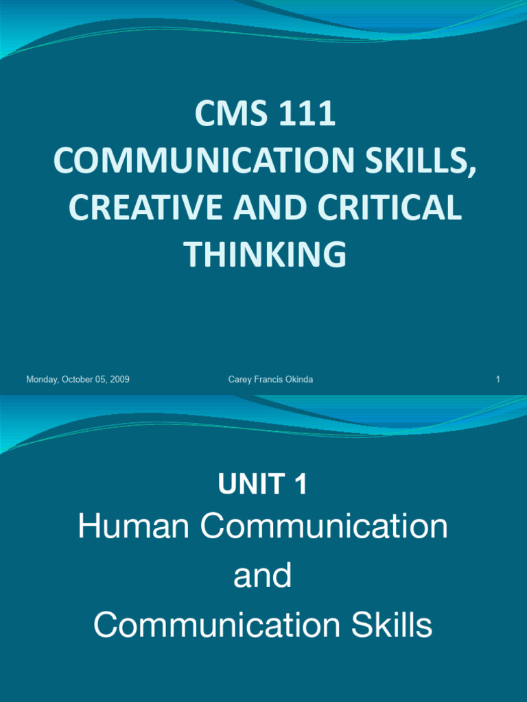 Communication Skills, Creative and Critical Thinking 2 | PDF ...