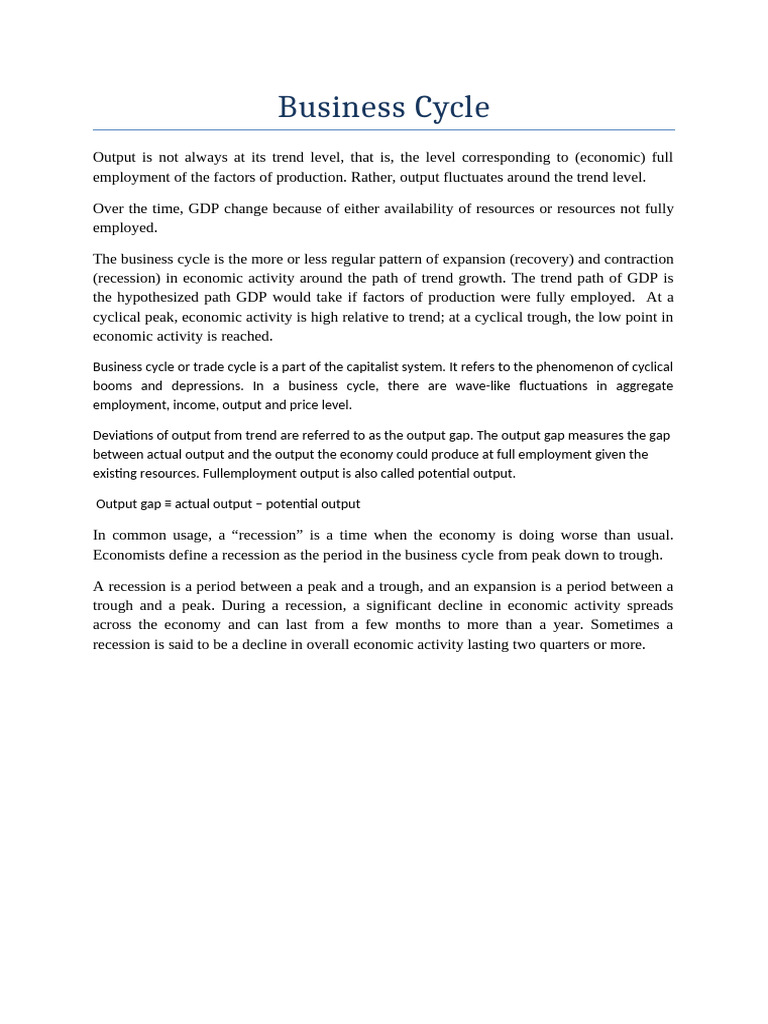 Business Cycle | PDF | Business Cycle | Recession