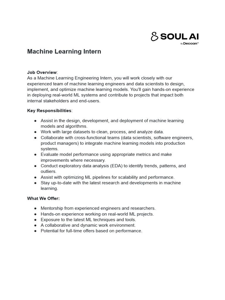 ML Intern JD | PDF