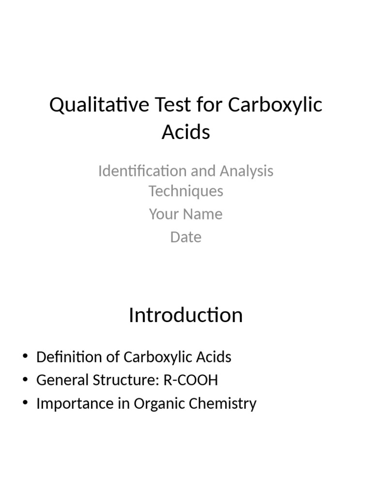 Qualitative Tests for Carboxylic Acids | PDF