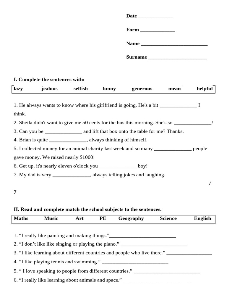 English Grammar Practice Sheet | PDF