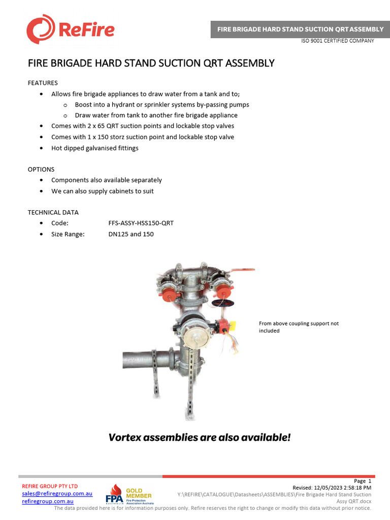 Fire Brigade Suction Assembly Info | PDF