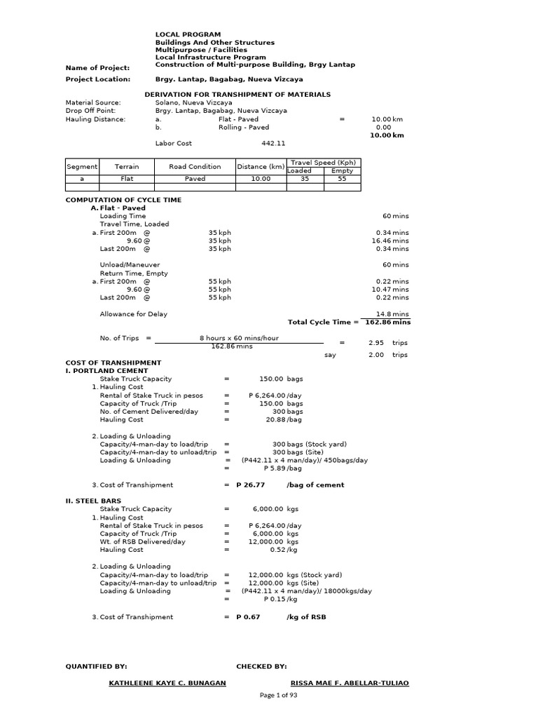 Estimate Sample 2 | PDF | Concrete | Truss