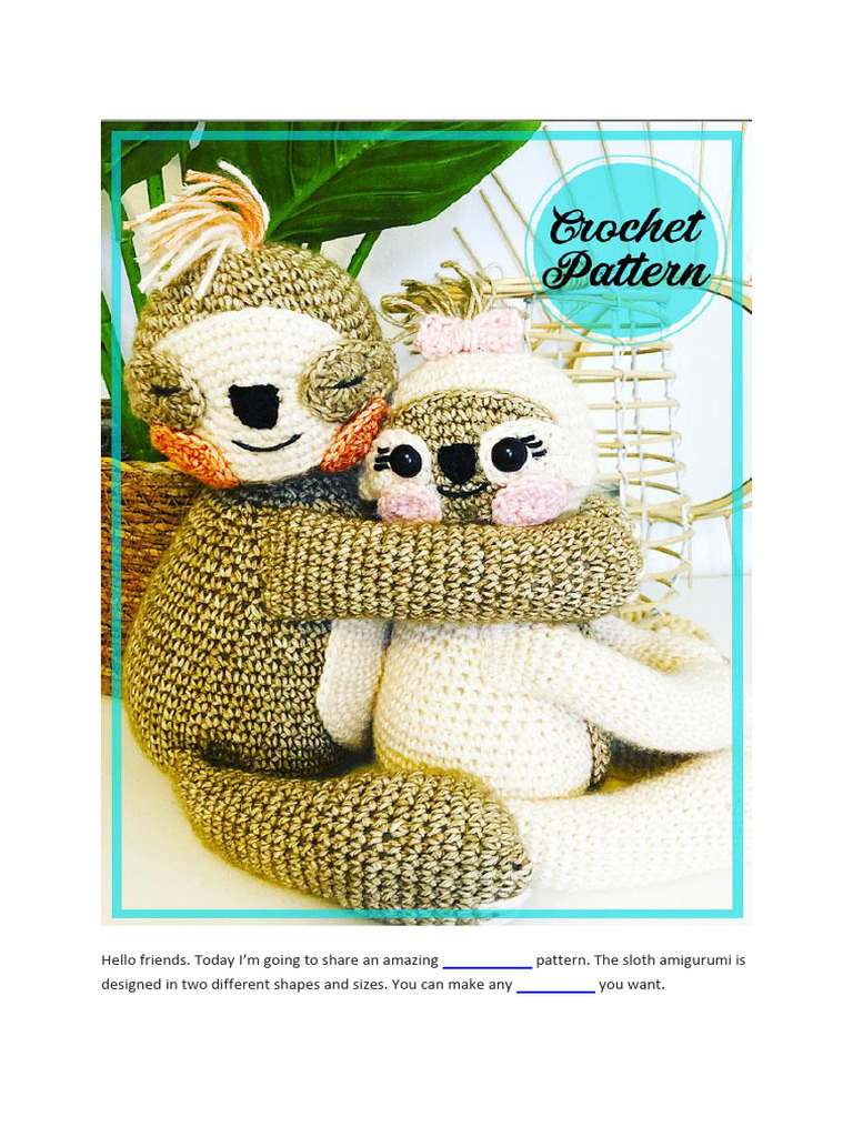 Sloth of Love Amigurumi PDF Free Crochet Pattern | PDF | Crochet ...