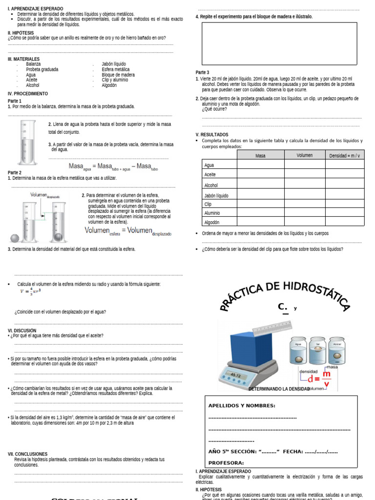Prácticas | PDF | Densidad | Volumen