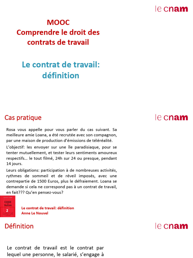 Définition du contrat de travail | PDF | Travail | Économie