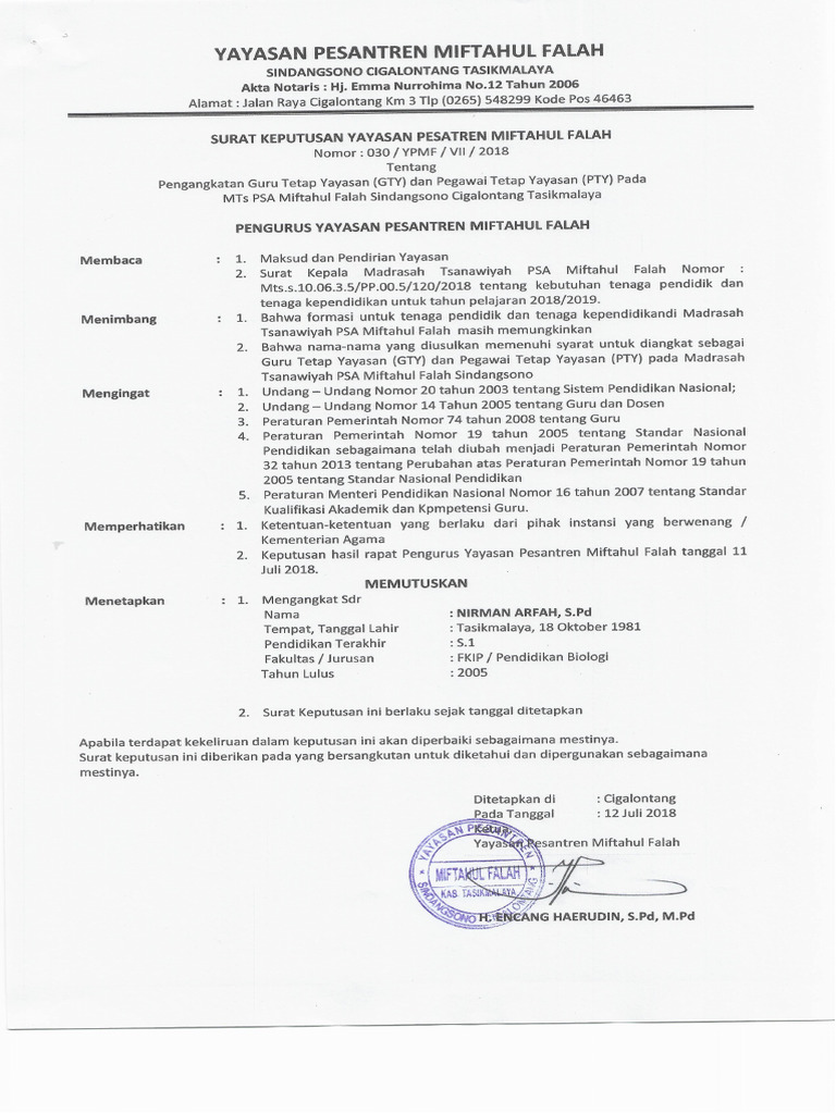 Scan SK Miftahul Falah | PDF