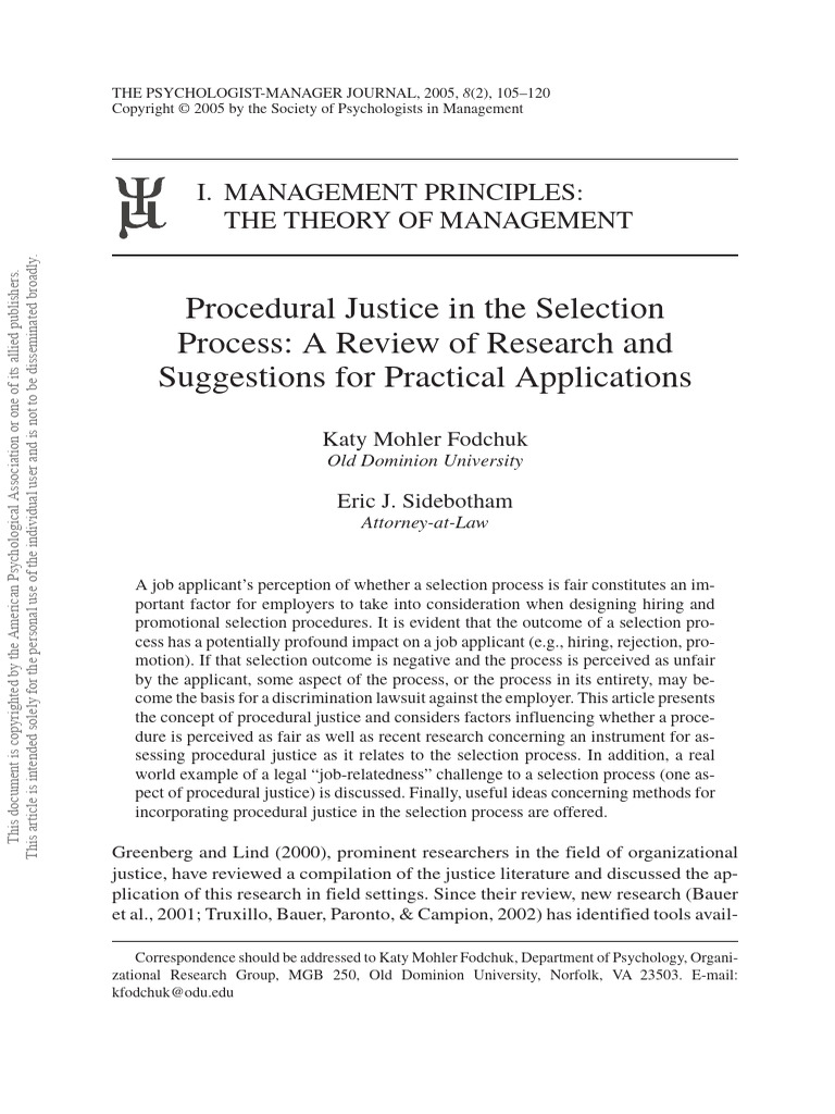 Procedural Justice in The Selection Process | PDF | Justice | Crime & Violence