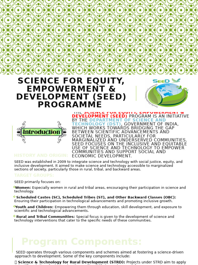 SEED Program: Science for Equity & Development | PDF | Empowerment ...