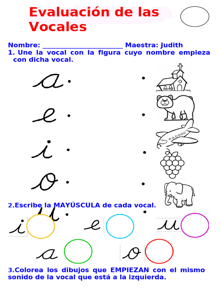 evaluación de las vocales | PDF