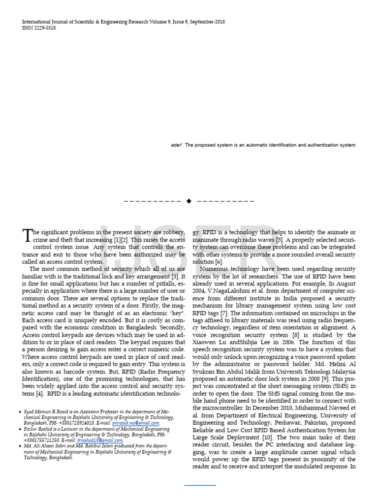 Design and Construction of An Automatic Security System of A Door Using ...