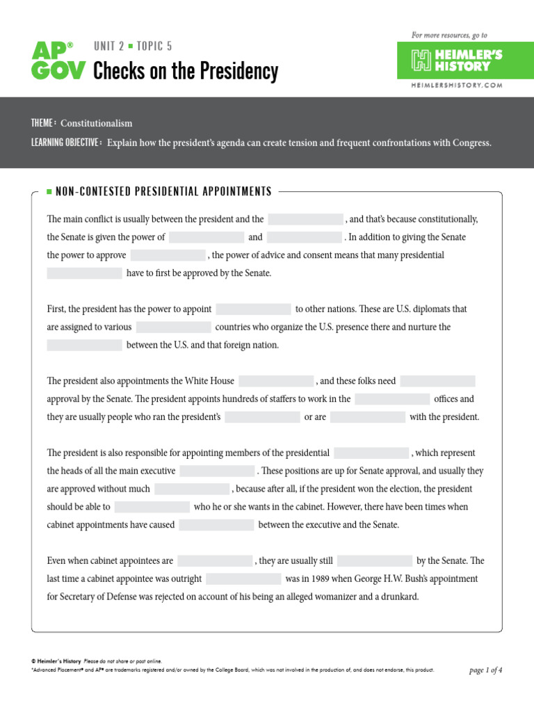 AP Gov Unit 2 Topic 5 Noteguides | PDF | Presidents Of The United ...