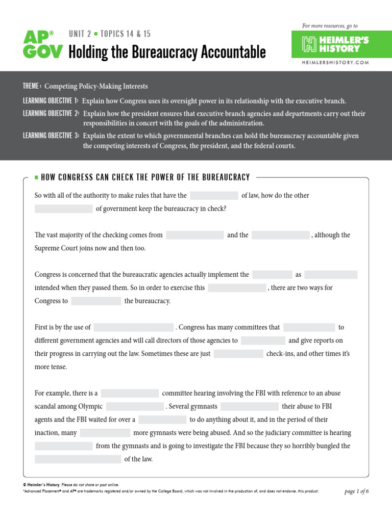 AP Gov Unit 2 Topics 14 - 15 Noteguides | PDF | United States Congress ...