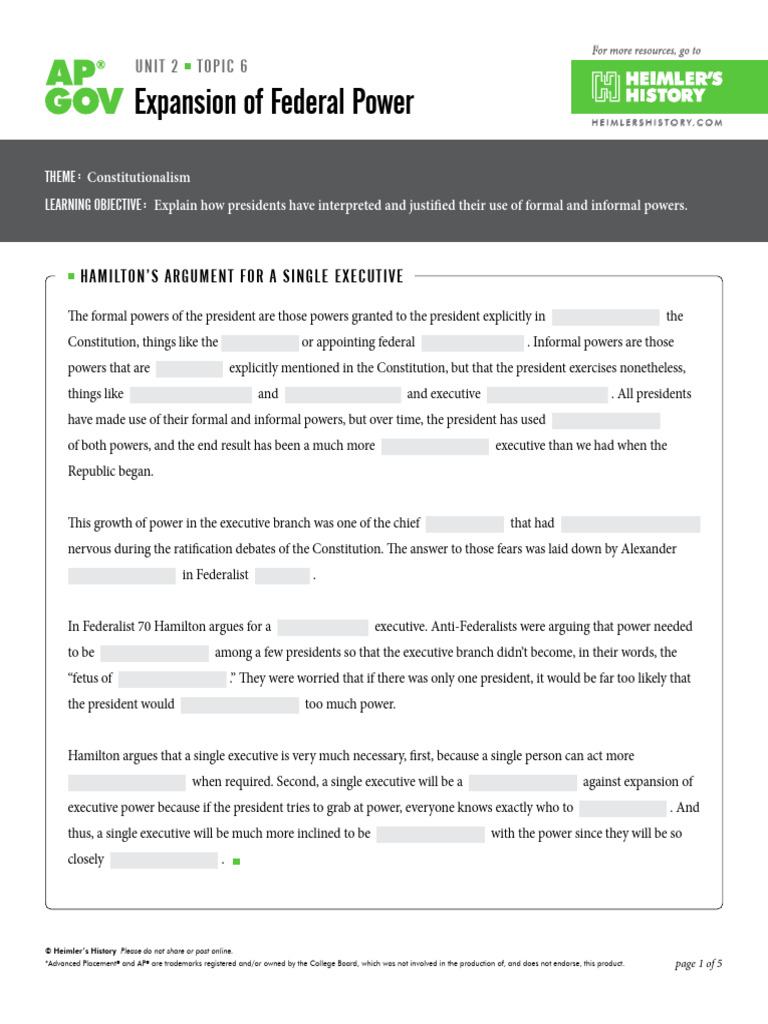 AP Gov Unit 2 Topic 6 Noteguides | PDF | Presidents Of The United ...