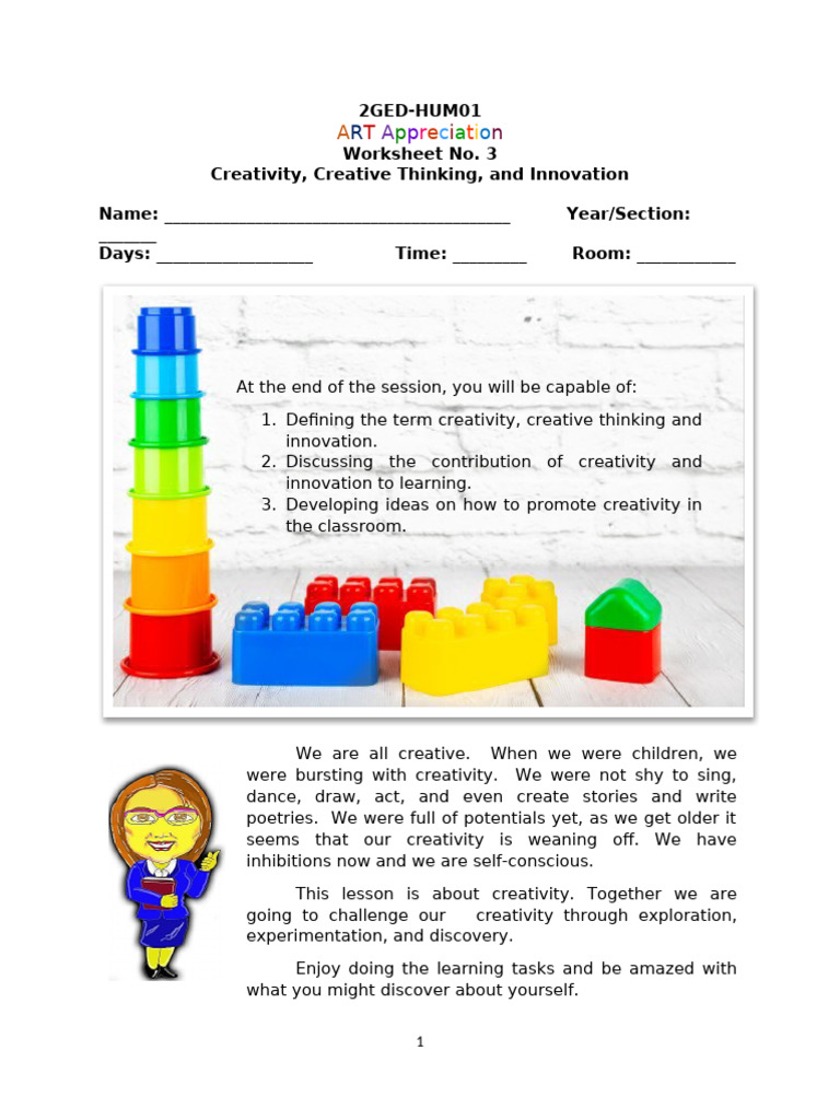 Worksheet-No-3-Creativity Creative Thinking and Innovation | PDF ...