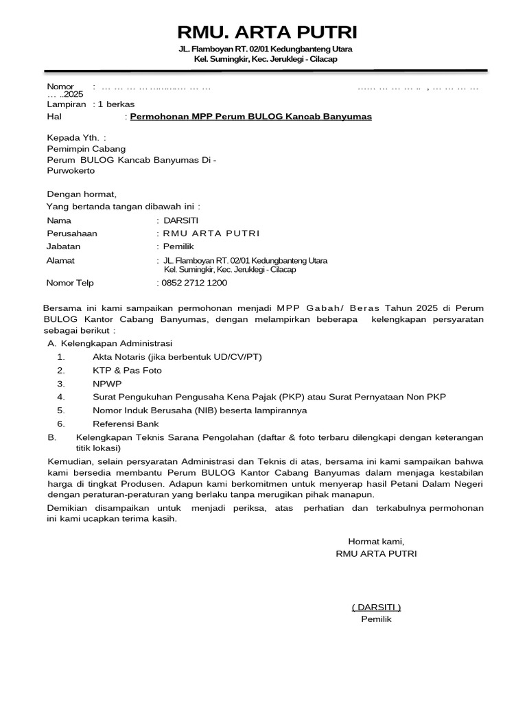 Surat Permohonan MPP ADA 2025 | PDF