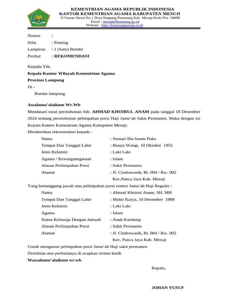 Berkas Haji Mas Khoirul Anam Ketikan | PDF