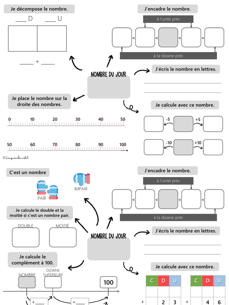 Nombre du jour CM1 : Activités et Calculs | PDF