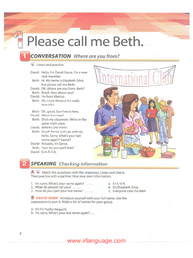 Unit 1 - Please call me Beth | PDF