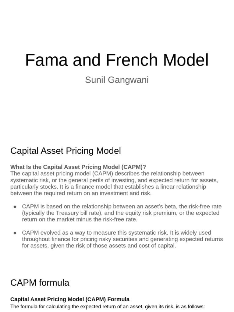 Fama and French Model | PDF | Capital Asset Pricing Model | Efficient ...