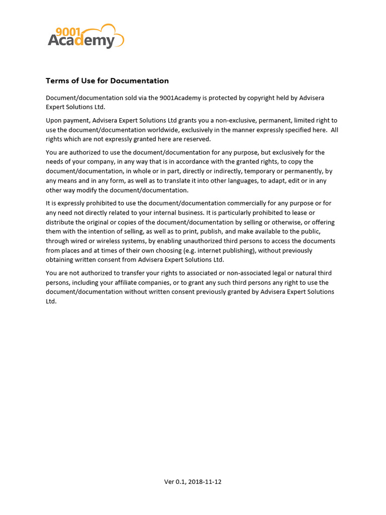 Terms of Use For Documentation EN | PDF