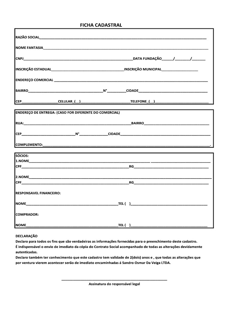 Ficha Cadastral Atualizada PDF | PDF