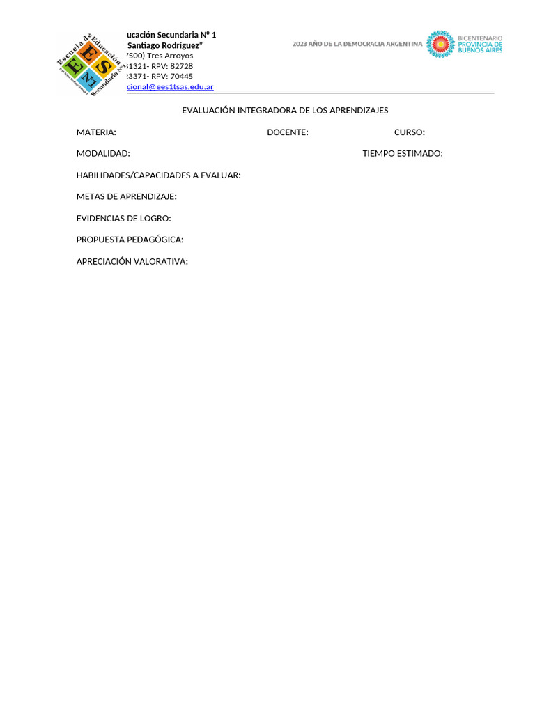 Modelo de Evaluacion Integradora | PDF