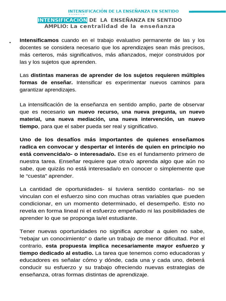 Intensificación de la Enseñanza Efectiva | PDF | Enseñando | Aprendizaje