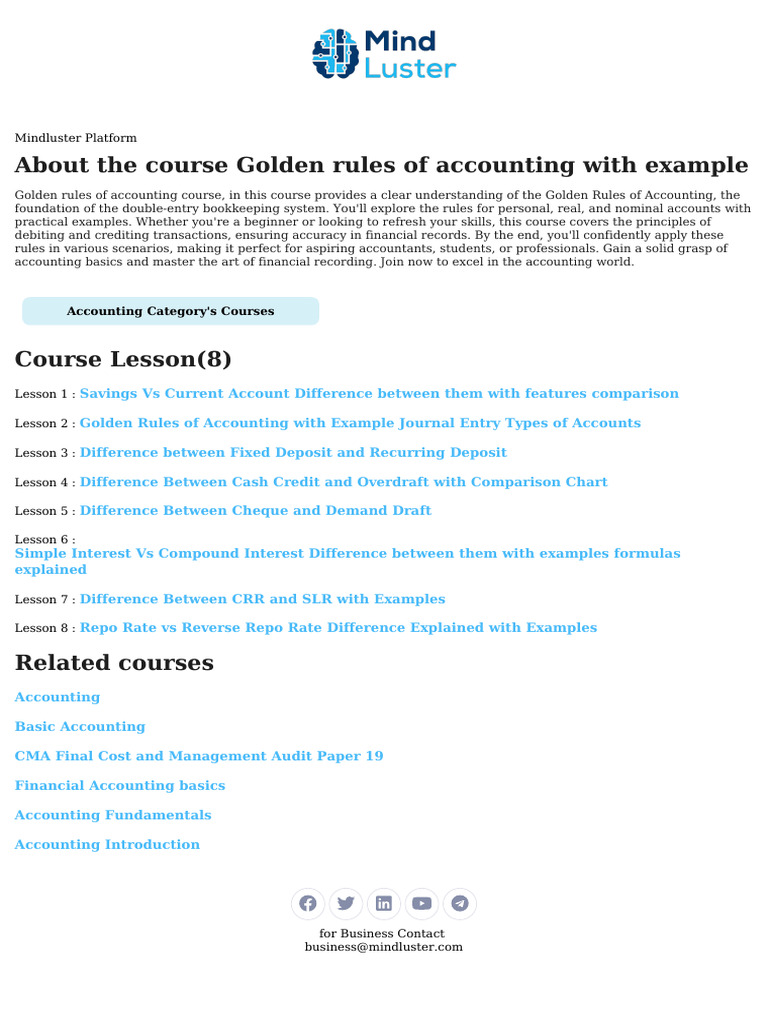 Golden Rules of Accounting With Example Course Content | PDF