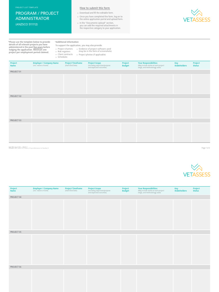 Project Administrator Template ANZSCO 511112 | PDF | Computing
