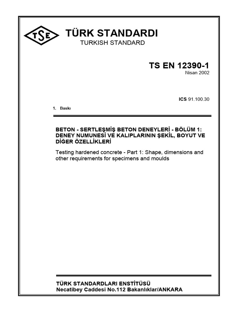 000 TS EN 12390-1 Beton | PDF