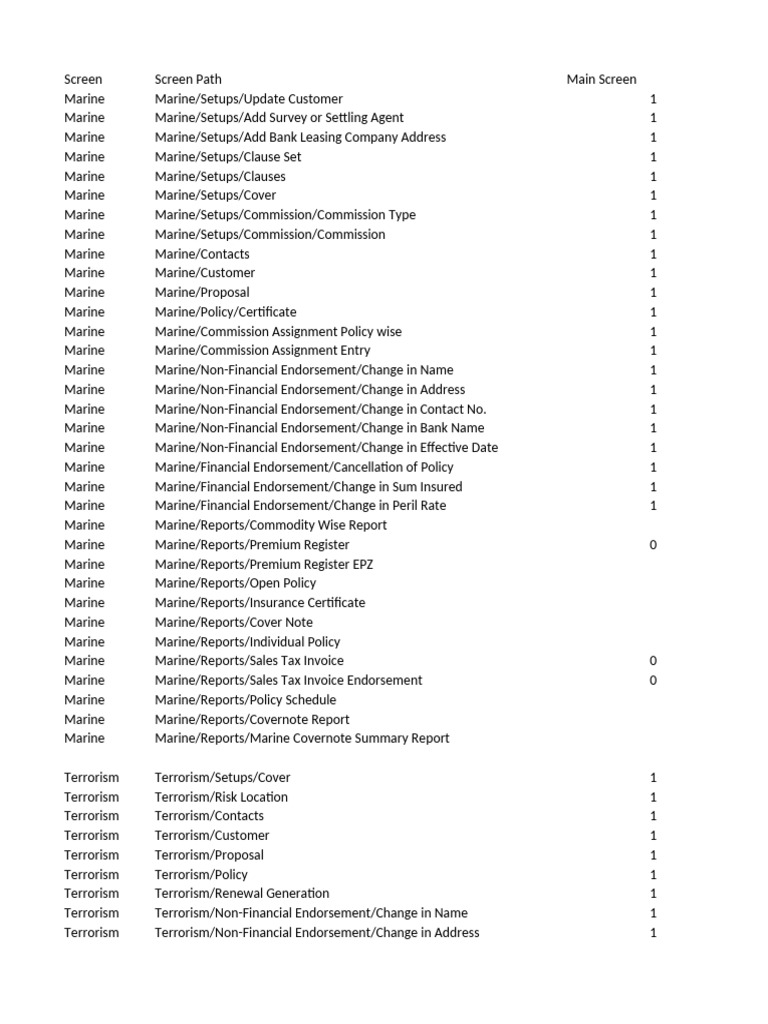IMS Screens Data | PDF | Insurance