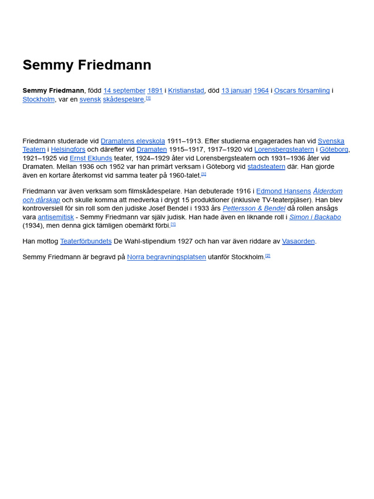 Semmy Friedmann Biografi | PDF