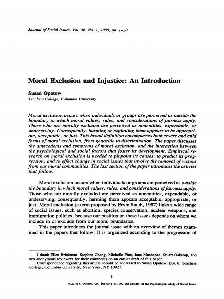 Understanding Moral Exclusion and Injustice | PDF | Justice | Crime ...