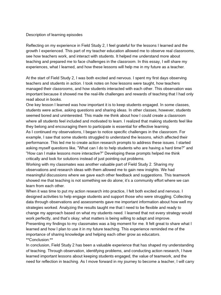 Description of Learning Episodes | PDF | Teachers | Learning