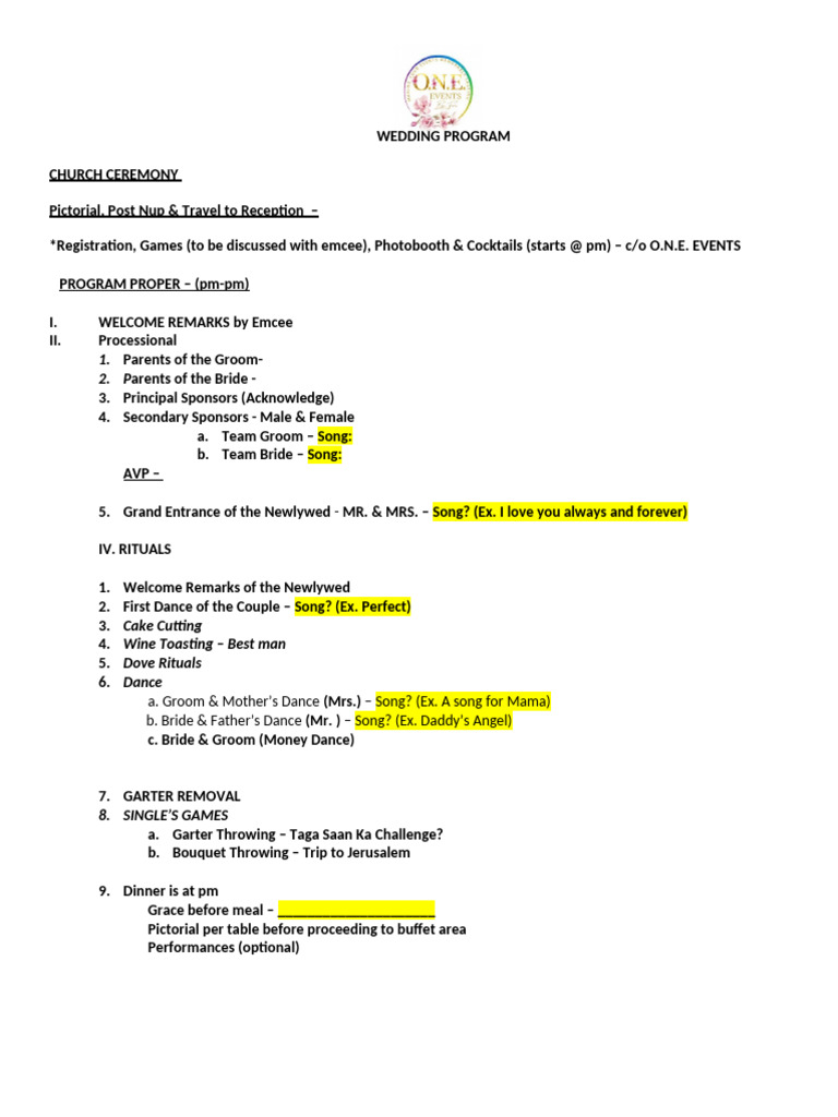 SRLNReception Program Template | PDF