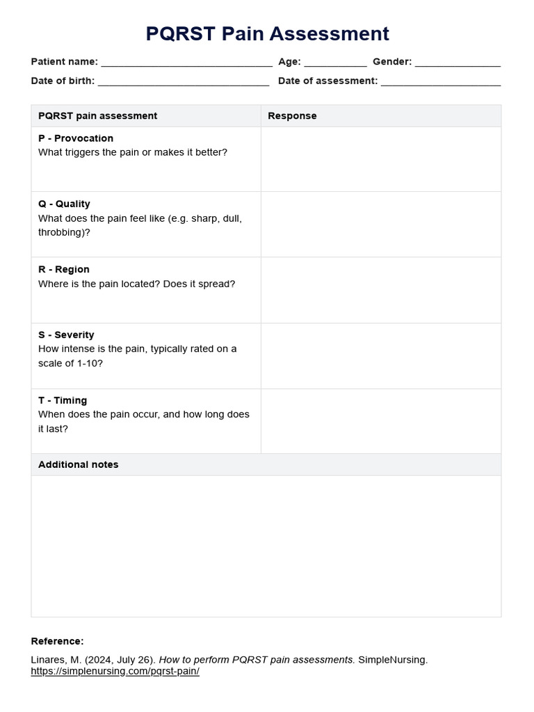 PQRST Pain Assessment | PDF