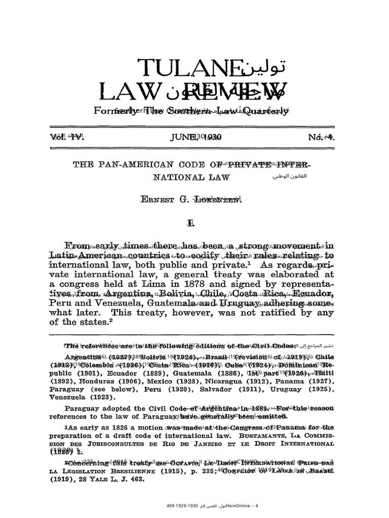 Pan American Code of Private International Law | PDF