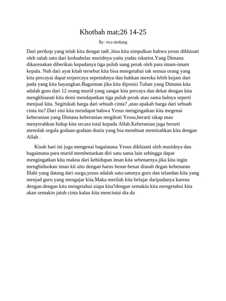 Khotbah Matius Vica | PDF