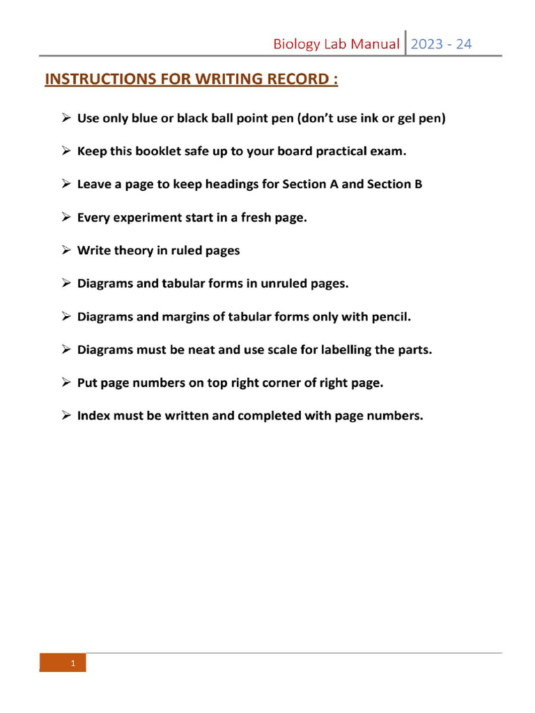 Bio Lab Manual Xii - 2023 - 24 | PDF