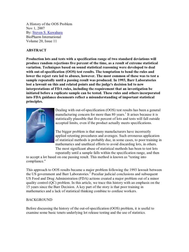 OOS Investigation Guidelines and Flow | PDF | Coefficient Of Variation ...