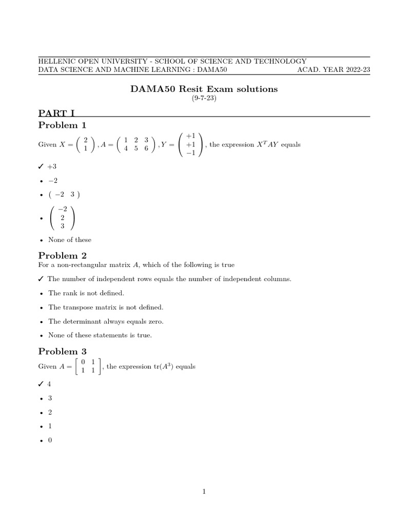 DAMA 50 Exam Resit 22-23 | PDF | Eigenvalues And Eigenvectors ...