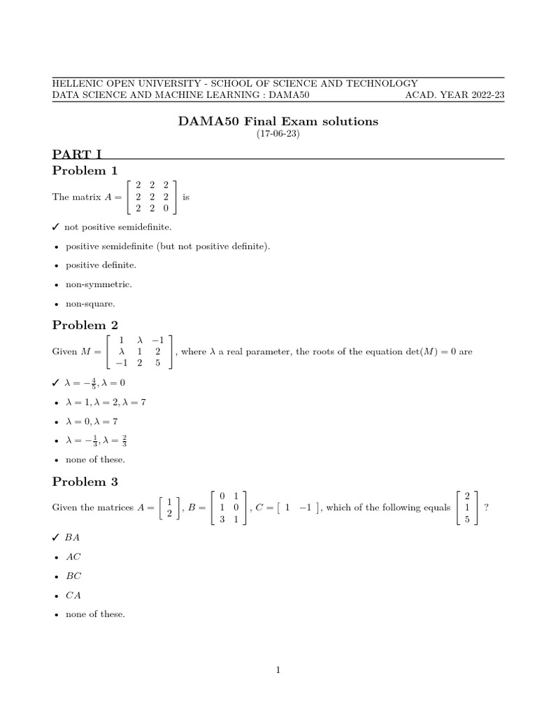 Data Science Exam Solutions 2022-23 | PDF | Gradient | Mathematical ...