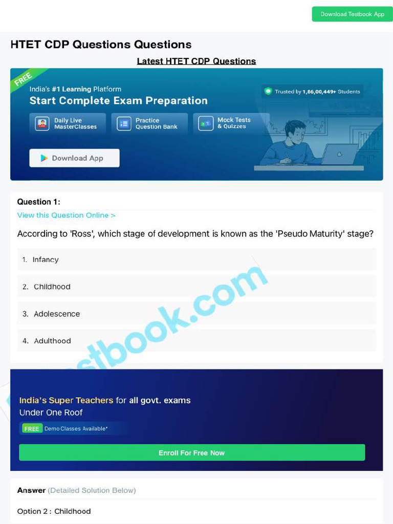 Htet Cdp Prev Years Questions | PDF